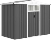 Kovová zahradní kůlna Outsunny 2,7 m² 246 x 117 x 180 cm Skladovací kůlna s oknem, 4 ventilačními otvory a zámkovými dveřmi, venkovní ocelová zahradní