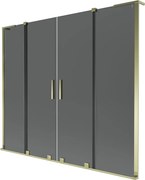 Mexen Velar L Duo, 2-křídlová posuvná vanová zástěna 200 x 150 cm, 8mm šedé sklo, zlatá lesklá, 896-200-003-42-50