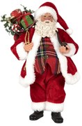 Červená vánoční dekorace taťka Santa Claus s dárky - 16*10*27 cm