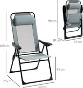 Outsunny Sada 2 Zahradních Křesel - Základní Sada 2 Skládacích Křesel pro Kempování, Balkonová Křesla s Nastavitelnými Opěrkami a 5 Polohami, Odnímate