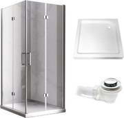 BPS-koupelny Čtvercový sprchový kout HYD-SK08C 90x90 chrom/transparent + vanička HYD-SSV-SXL02B bílá
