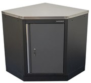 Rohová jednodveřová dílenská skříňka s nerezovou pracovní deskou | 1 police | 865x865x950 mm Matabro SET-CA01069