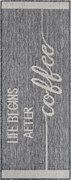 Hanse Home, Běhoun Cucina Life Begins After Coffee 105627 Grey Cream, 92x150, šedá, kuchyně