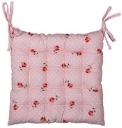 Růžový bavlněný podsedák s výplní s růžemi Dotty Rose - 40*40*4 cm