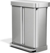 Ocelový odpadkový koš 34+24 l na tříděný odpad/nášlapný v matně stříbrné barvě – simplehuman
