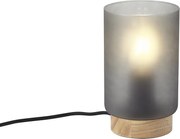 Moderní stolní lampa dřevěěná s matným šedým sklem - Umbra