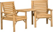 Bistro set 3dílný dřevěný zahradní nábytek odolný proti povětrnostním vlivům s lamelovým designem otvor pro slunečník hnědý
