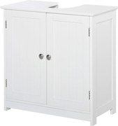 Kleankin koupelnová skříňka - skříňka pod umyvadlo - dvoudvéřová skříň s policí - 60 Š x 30 H x 60 V cm - bílý dřevo | Aosom