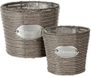 Sada kónických obalů na květináče Flowers taupe, 2 ks