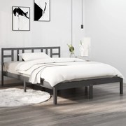 Rám postele šedý masivní dřevo 200 x 200 cm 3105427