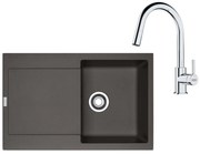 Franke Sety - Kuchyňský set G258ŠB, fragranitový dřez MRG 611 a baterie FS 3229.031, šedá břidlice/chrom 114.0720.185