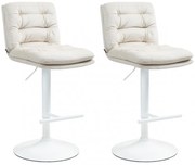 2x Barová židle Damar - samet, bílý rám - cream