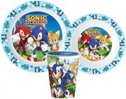 Sada plastového nádobí / jídelní souprava Ježek Sonic s kelímkem - 3 díly