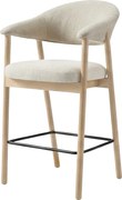 Krémová/v přírodní barvě čalouněná barová židle s područkami (výška sedáku 67 cm) Elk – Unique Furniture