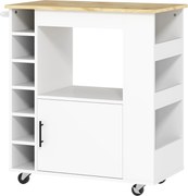 HOMCOM Kuchyňský vozík Servírovací vozík s pracovní deskou, policemi, stojany na víno, kuchyňský skříňkový vozík s panty Soft-close, madlo, kuchyňský…