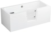 Vana s dvířky Polimat OVI 160x75 PRAVÁ s bílým čelním krycím panelem + vanový sifon automat s přepadem VABPS-ZU 70