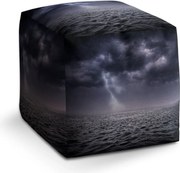 Sablio Taburet Cube Bouře nad mořem - 50x50x50 cm