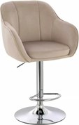 LuxuryForm DESIGN Barová židle AVOLA VELUR na stříbrné kulaté podstavě - latte