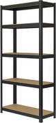 Regál 180x75x35 cm lakovaný 5-policový, nosnost 875 kg - černý