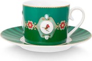 Pip studio Love Birds šálek s podšálek 225ml, zelený (Šálek s podšálkem Love Birds)