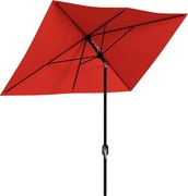 Outsunny Obdélníkový Sklopný Slunečník 2 x 3 m s Kolečkem z Vysoce Husté Voděodolné Polyesterové Tkaniny 180 g/m² - Červený | Aosom