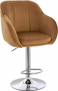 LuxuryForm DESIGN Barová židle AVOLA VELUR na stříbrné kulaté podstavě - medová