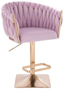 LuxuryForm DESIGN Barová židle NORDEN VELUR na zlaté hranaté podstavě - levandule