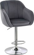 LuxuryForm DESIGN  Barová židle AVOLA VELUR na stříbrné kulaté podstavě - tmavě šedá