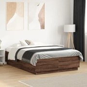 Rám postele s LED osvětlením hnědý dub 135 x 190 cm kompozit 3209652