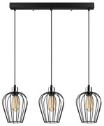 Černé závěsné svítidlo pro 3 žárovky Opviq lights Tel Long
