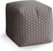 Sablio Taburet Cube Růžové puntíky na šedé - 50x50x50 cm