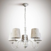 Light for home - Závěsný lustr na řetězu 8405 "Sabrina", 5x40W, E14, Bílá + zlatá
