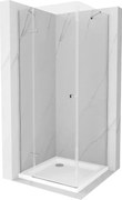 Mexen Roma sprchový kout 90 x 90 cm, 6mm sklo, chromový profil-čiré sklo + slim sprchová vanička 5cm, 854-090-090-01-00-4010