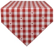 Červeno-bílý bavlněný ubrus / běhoun na stůl se srdíčky Love It – 50x160 cm