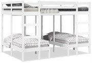 Rám trojité patrové postele bílý 140x200/70x140 cm borovice 3308578