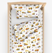 Goldea dětské bavlněné povlečení do postýlky - nákladní auta a bagry 90 x 120 a 40 x 60 cm