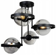Light for home - Avantgardní závěsná lampa se skleněnými stínidly RING 2340/4/G LH030, 4x60W, E27, Černá