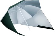 Outsunny 2-v-1 Slunečník na Pláž a Plážový Stan Tmavě Zelený Φ210xH222cm | Aosom