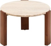 Hnědý/ve světle přírodní barvě kulatý konferenční stolek s mramorovou deskou ø 60 cm Palermo – Premier Housewares
