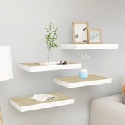 Plovoucí nástěnné police 4 ks dub a bílé 40 x 23,5 x 3,8 cm MDF 326572