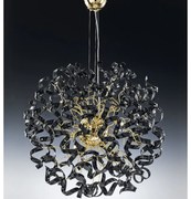 Metal Lux 205.180.03 Astro Black, designové závěsné svítidlo v průměru 80cm, 8x40W, černé sklo, zlato 24K