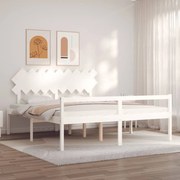 Postel s čelem pro seniory bílý Super King Size masivní dřevo 3195562
