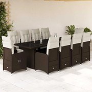 11dílný zahradní bistro set s poduškami hnědý polyratan 3277284