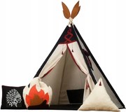 Dětský stan TEEPEE (TÝPÍ) INDIÁN s doplňky - béžový