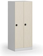 Snížená šatní skříňka S1, 2 oddíly, 1500 x 600 x 500 mm, demont, kódový zámek, laminované dveře, bříza