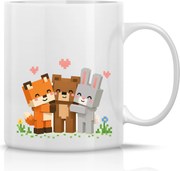 PIXELOVÁ ZVÍŘÁTKA - klasický bílý keramický hrníček 300 ml