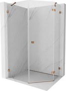 Mexen Lunar, pětiúhelníkový sprchový kout s pravým sklonem 90 x 100 cm, 8mm čiré sklo, profil růžové zlato, 831-090P-100L-60-00-P
