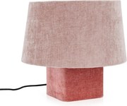Růžová kovová stolní lampa s textilním stínidlem (výška 35 cm) Demra – Bizzotto