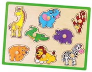 VIGA dětské dřevěné puzzle s úchyty ZOO zelená