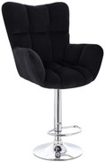 LuxuryForm DESIGN Barové křeslo AURORA VELUR na stříbrné kulaté podstavě - černé
